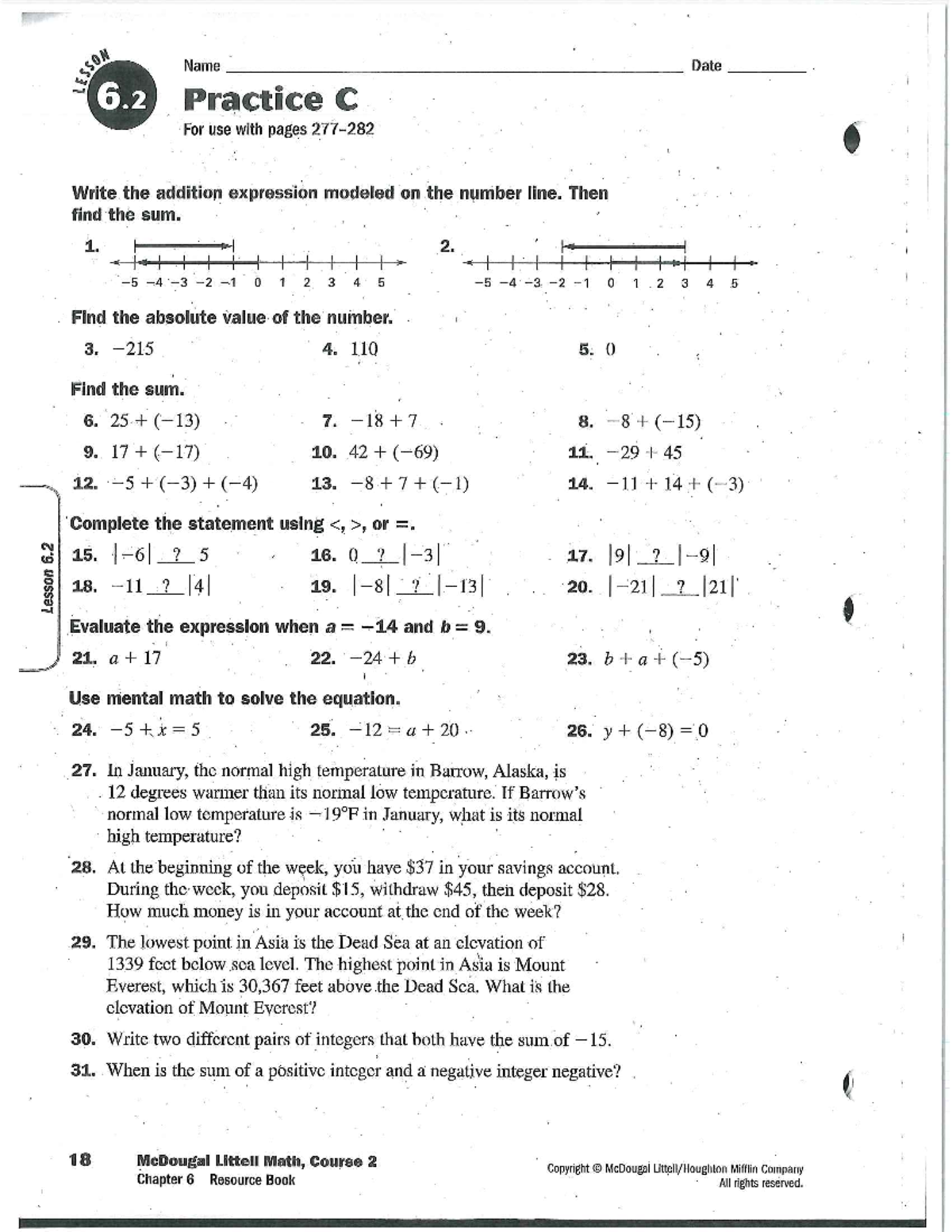 Packet 6 - Practice - Pre-Algbra - Studocu