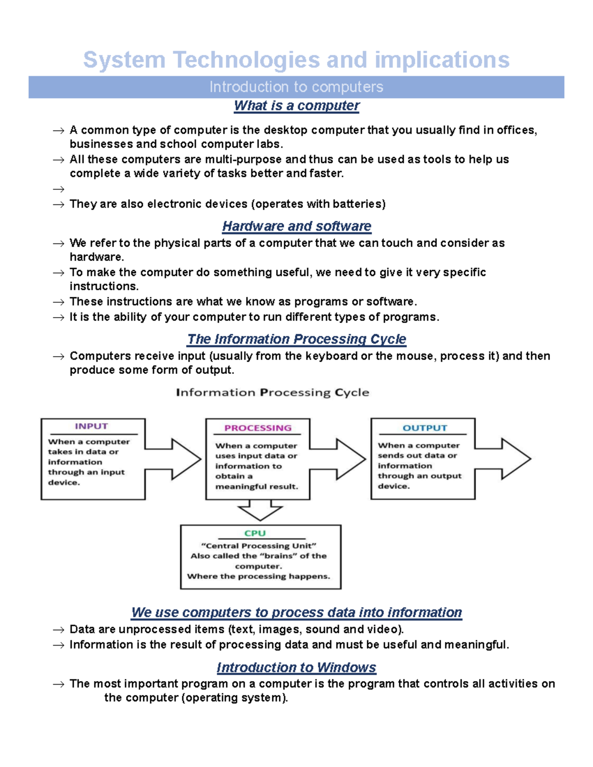 Grade 10 Theory notes - System Technologies and implications ...