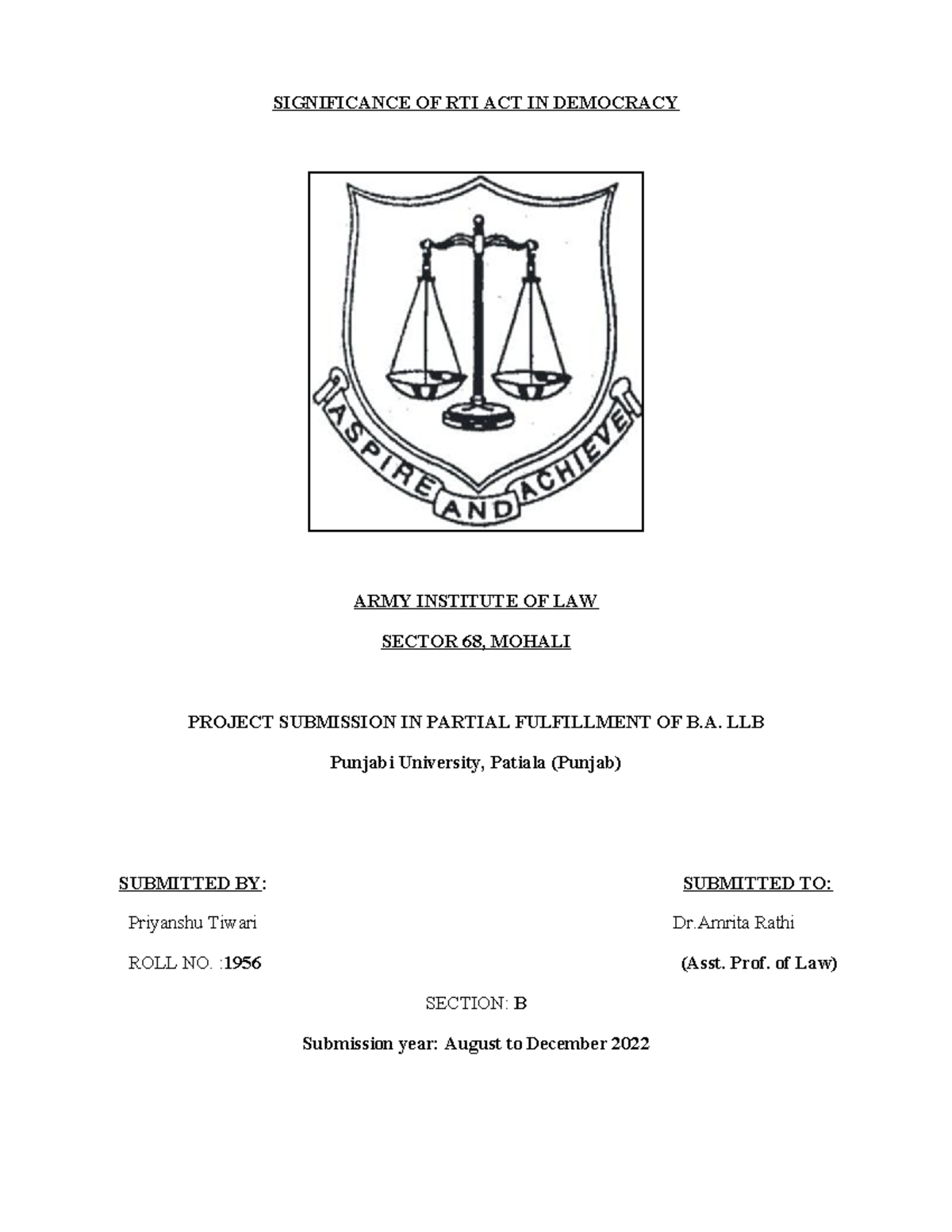 Signifance OF RTI IN Democracy - SIGNIFICANCE OF RTI ACT IN DEMOCRACY ...