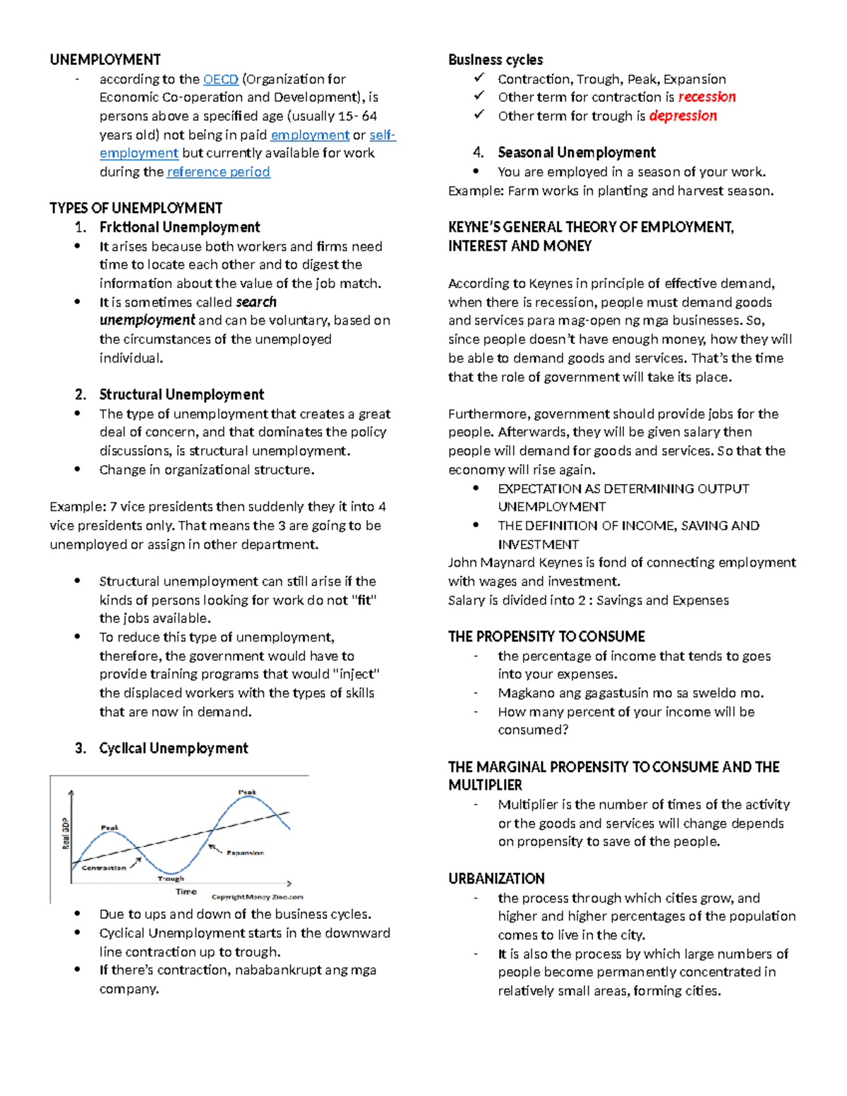 Eco Dev-Notes - UNEMPLOYMENT - UNEMPLOYMENT according to the OECD ...