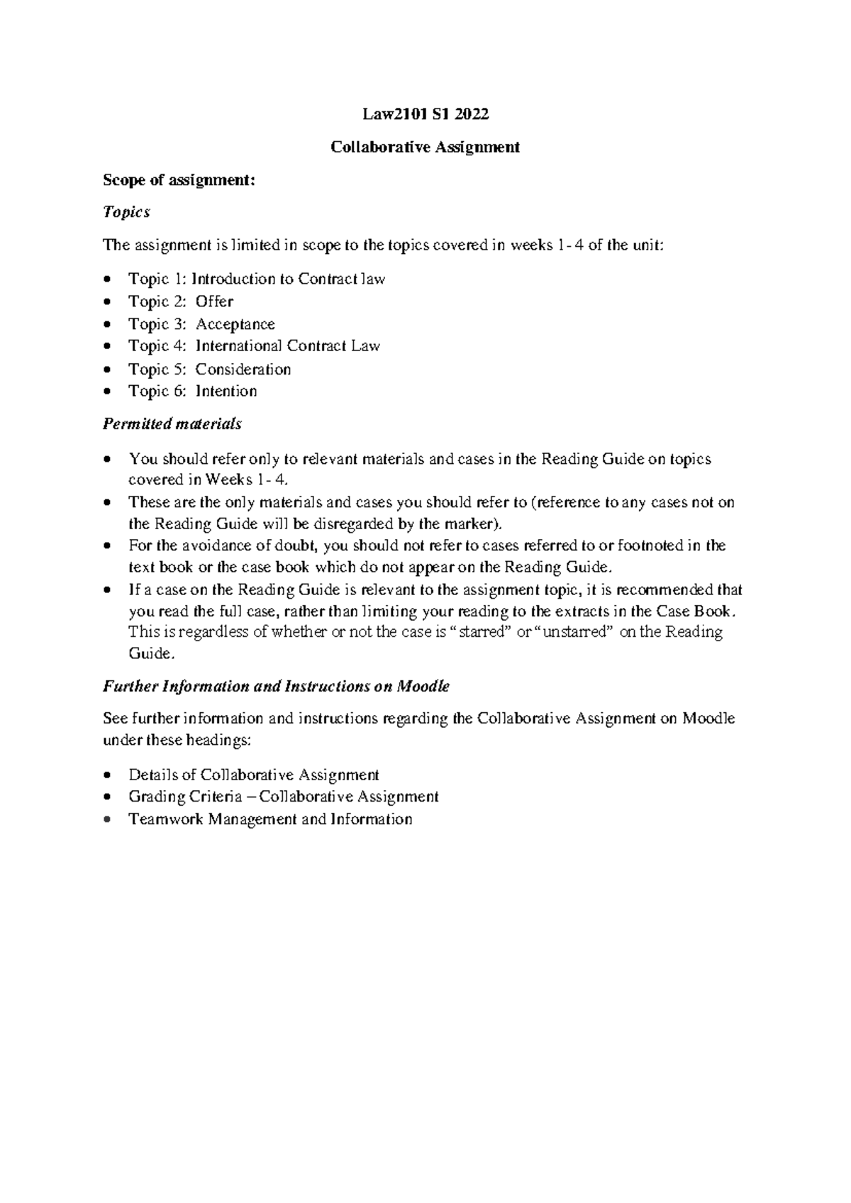 Law2101 Collaborative Assignment Question - LAW2101 - Monash - Studocu
