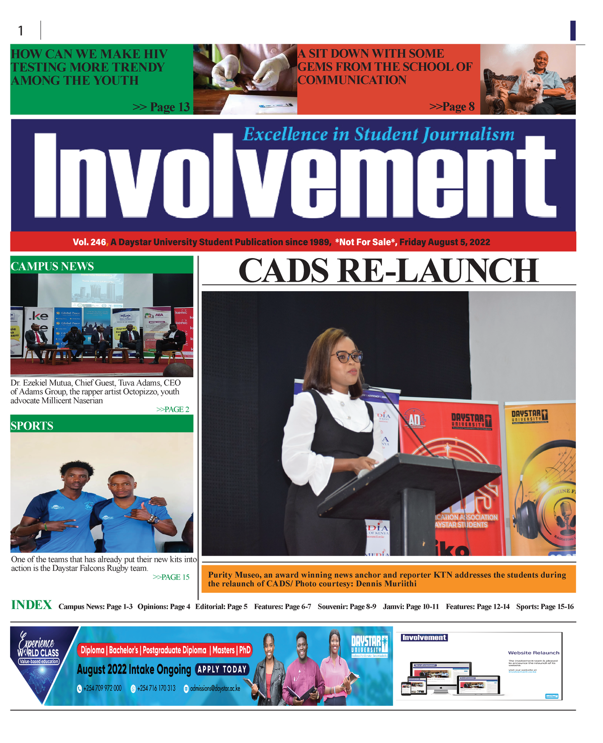 Issue 246 Involvement Newspaper - 1 Vol. 246, A Daystar University ...