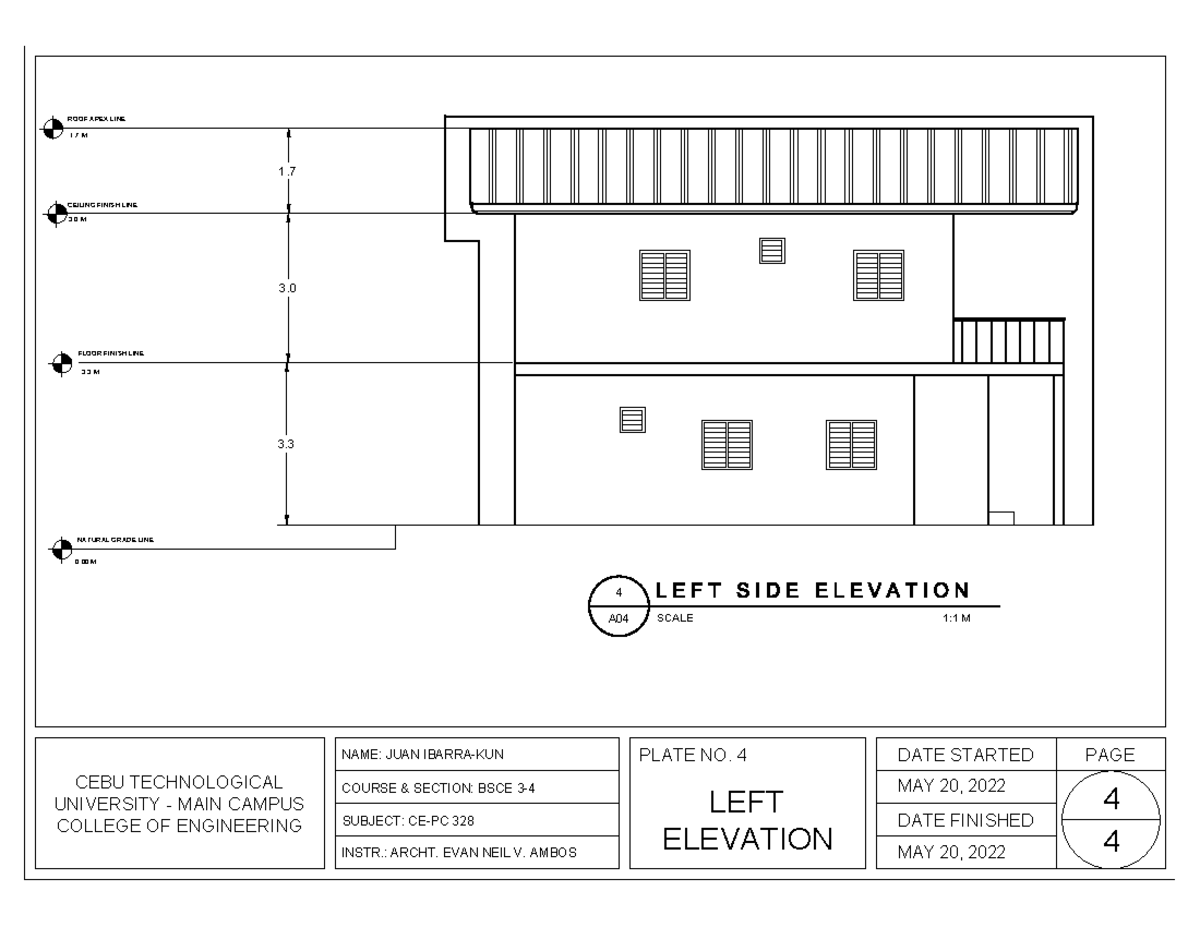 LEFT- Elevation - Sample - 3. 3. 1. NATURAL GRADE LINE 0 M FLOOR FINISH ...