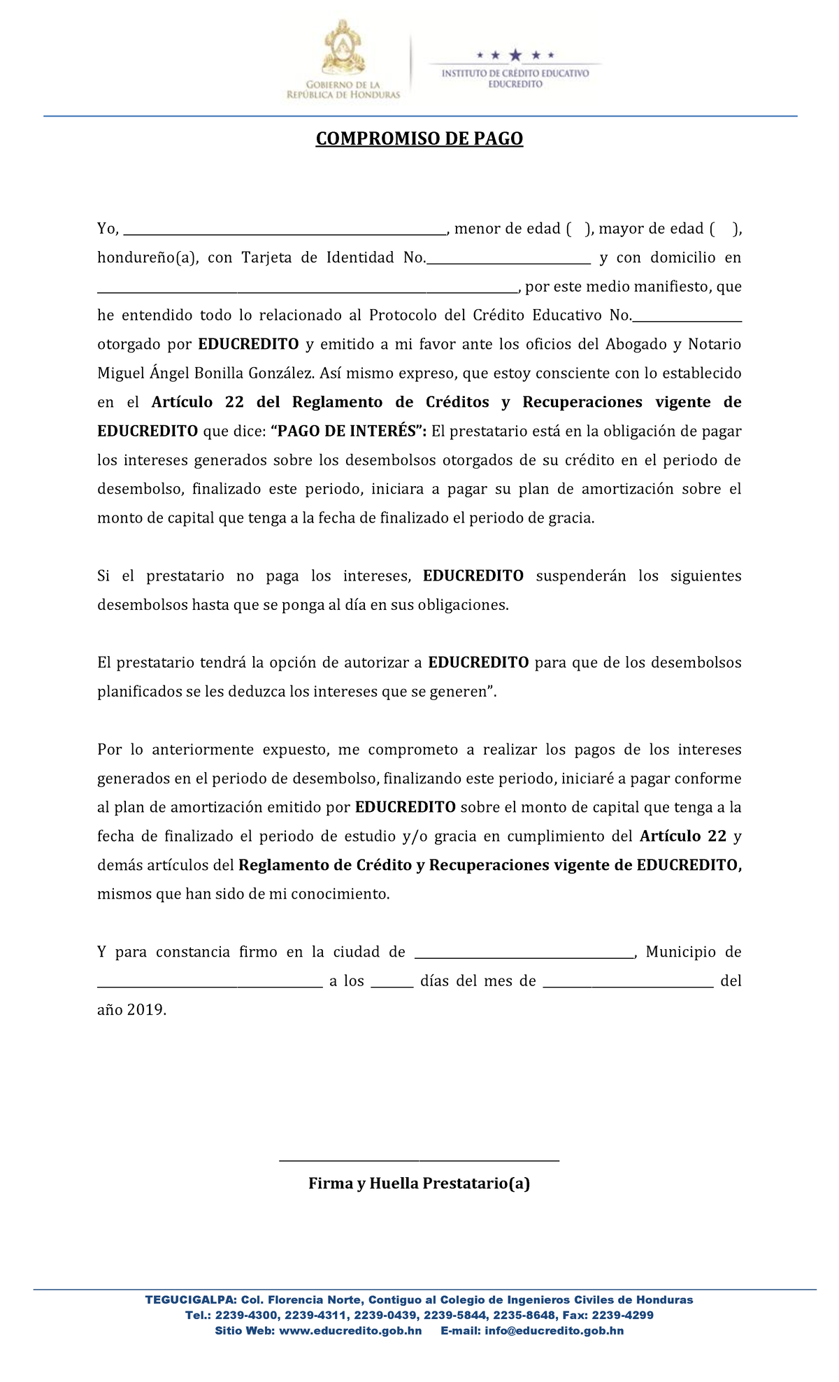 Compromiso DE PAGO pdf - XXXXXXXXXXXXXXXXXXXXXXDSF - TEGUCIGALPA: Col ...