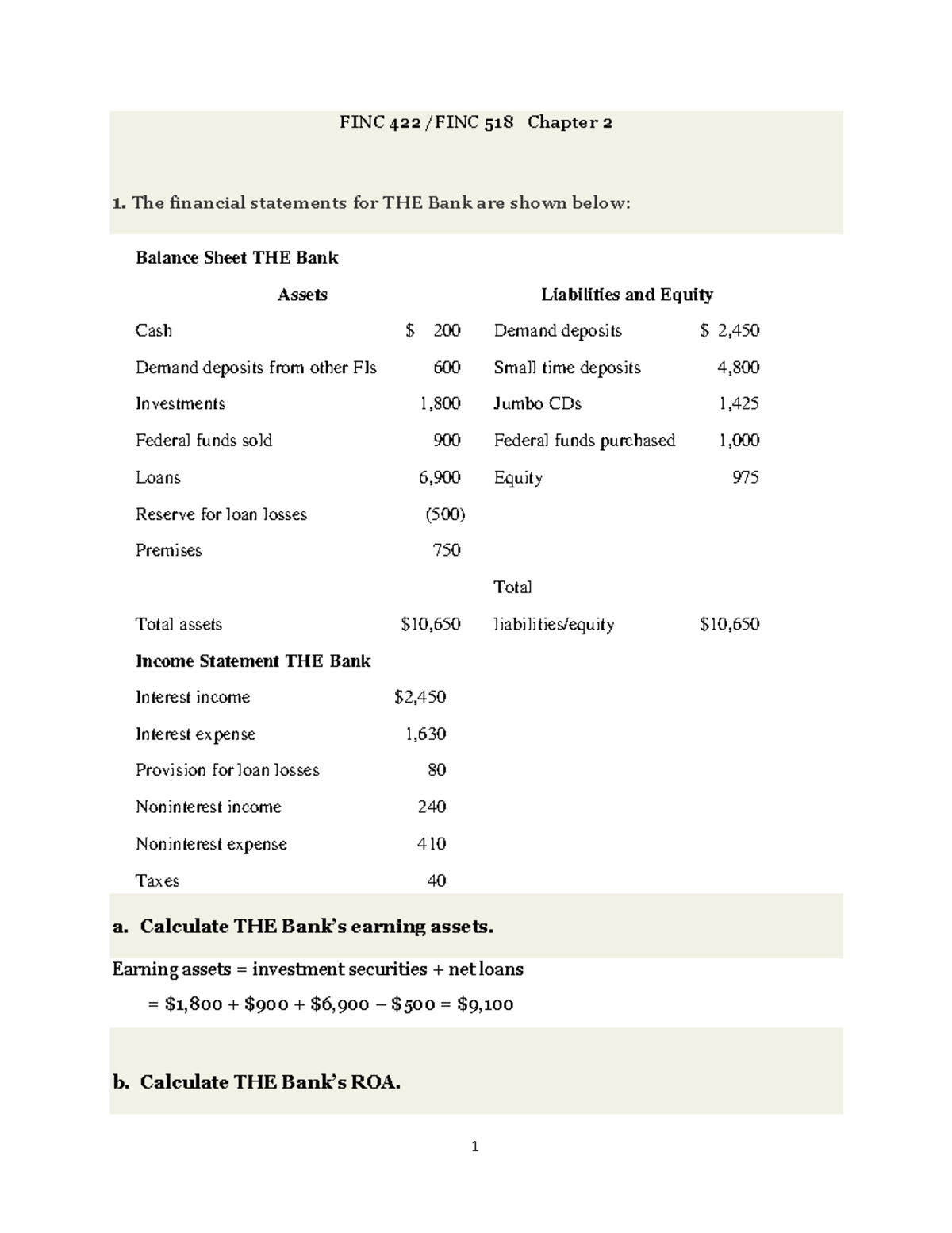 Chapter 2 Solutions-Homework - FINC 422 /FINC 518 Chapter 2 1. The ...