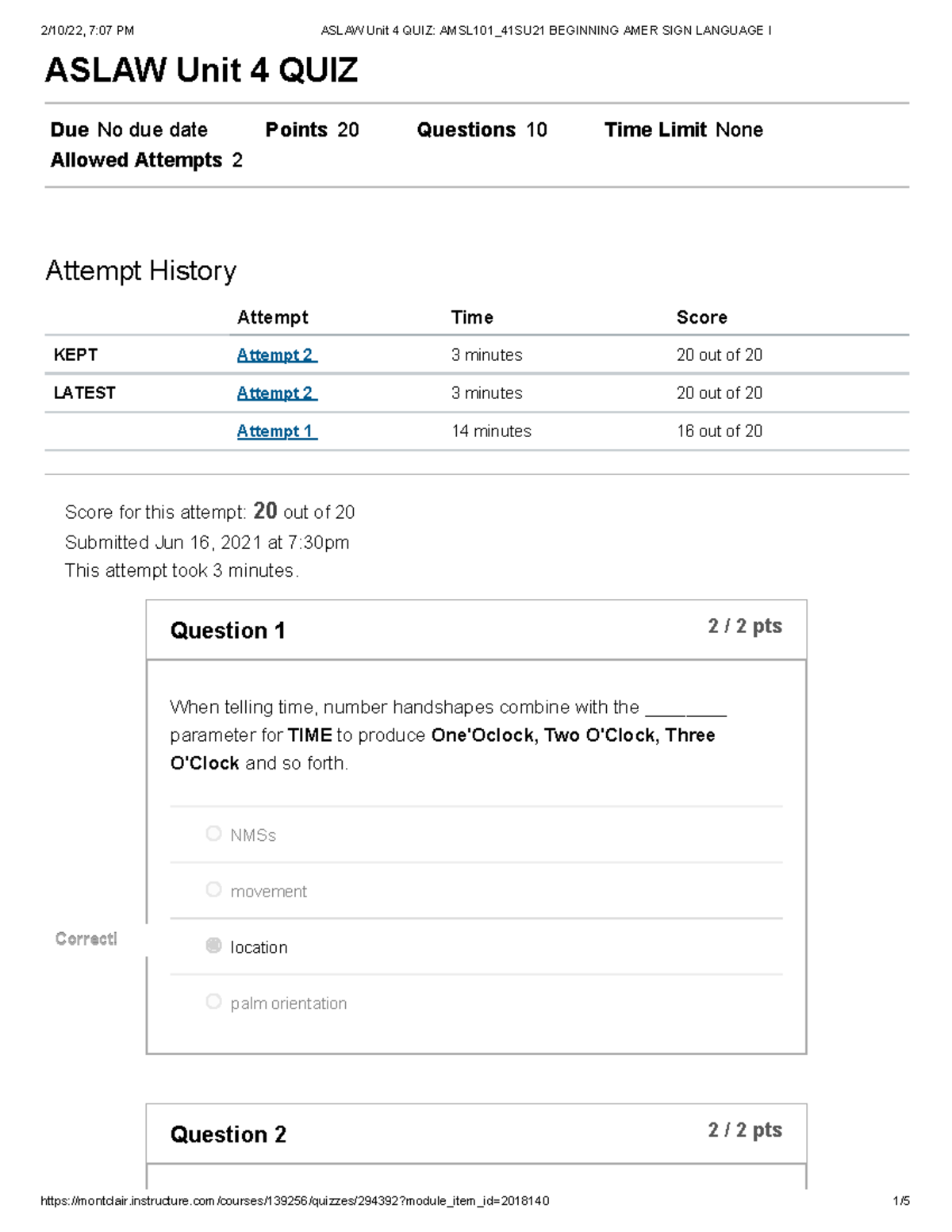 Aslaw Unit 4 QUIZ AMSL101 41SU21 Beginning AMER SIGN Language I - ASLAW ...