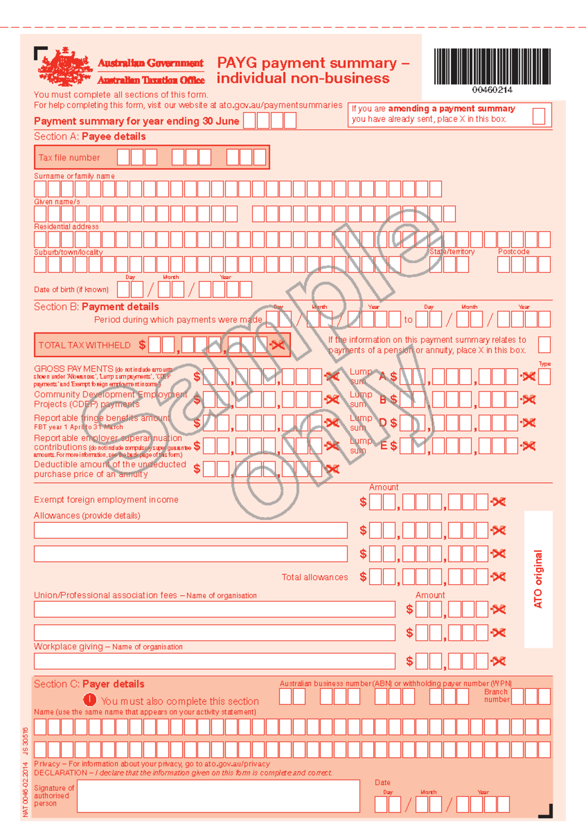 PAYG payment summary – individual non-business - NAT 0046-02. JS 30516 ...