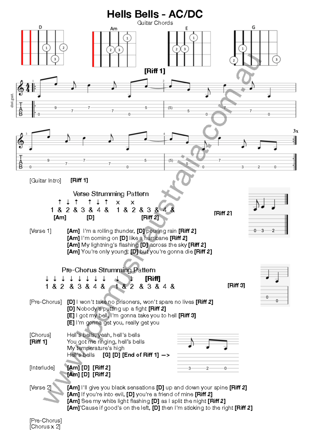 Hells Bells - AC:DC - the - Hells Bells - AC/DC Guitar Chords [Riff 1 ...