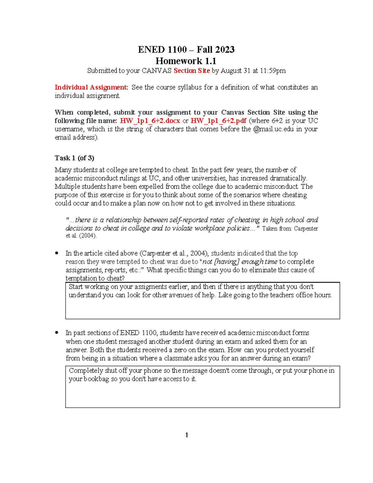 Ethics 1 Homework jons7tl ENED - ENED 1100 – Fall 2023 Homework 1 ...