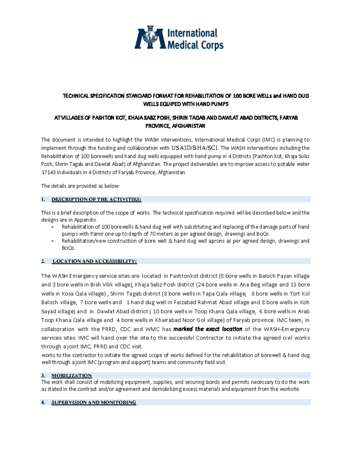 Technical Specifications, Work Plan & Drawings - ####### TECHNICAL ...