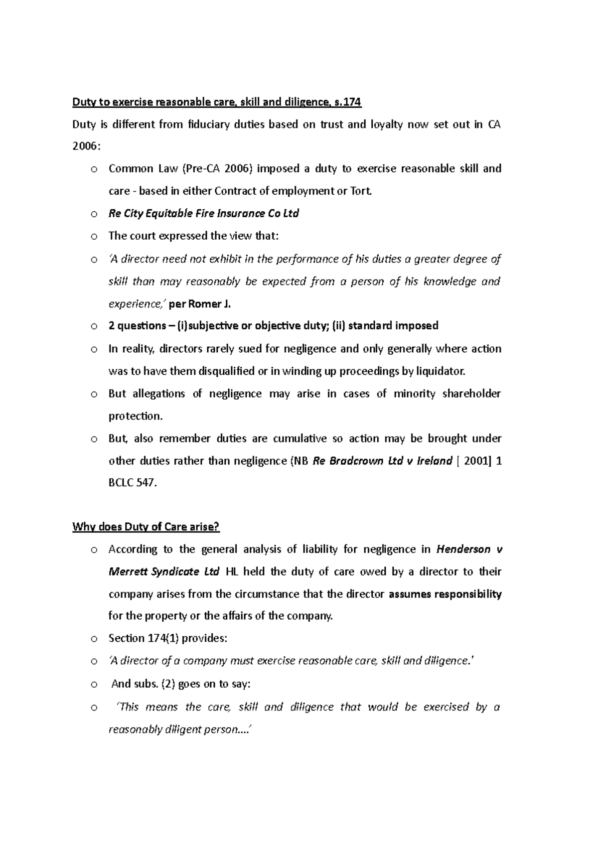 Duty to exercise reasonable care - Duty is different from fiduciary ...