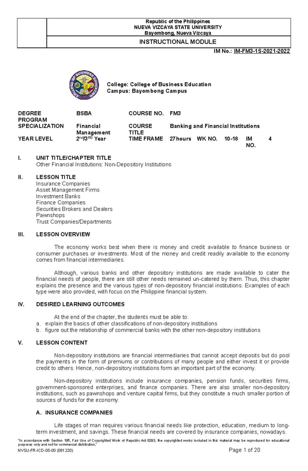 FM3 Chapter 3 - Module - NUEVA VIZCAYA STATE UNIVERSITY Bayombong ...