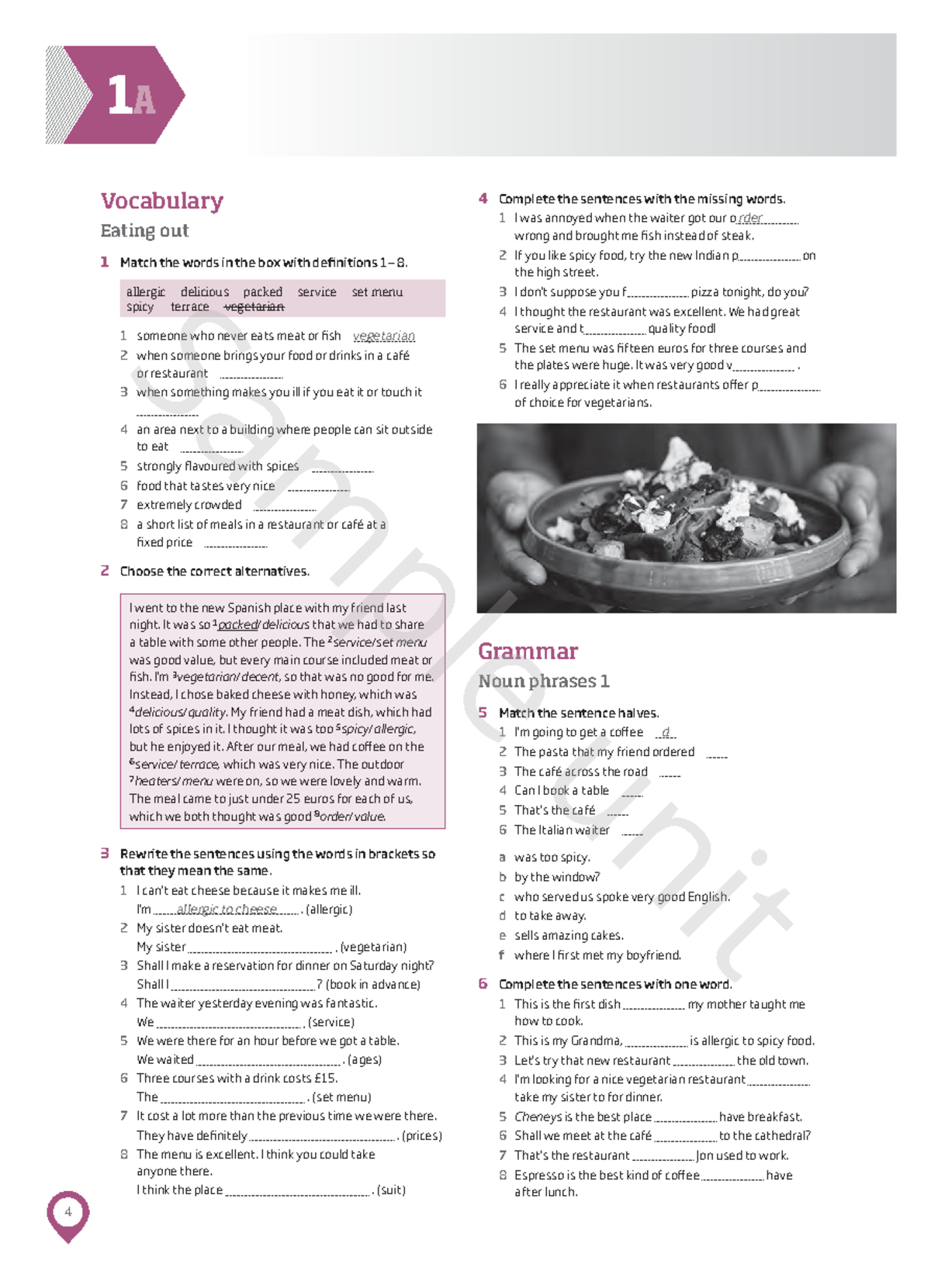 Roadmap B1P Workbook Unit1 - 1 A ####### 4 Complete the sentences with ...