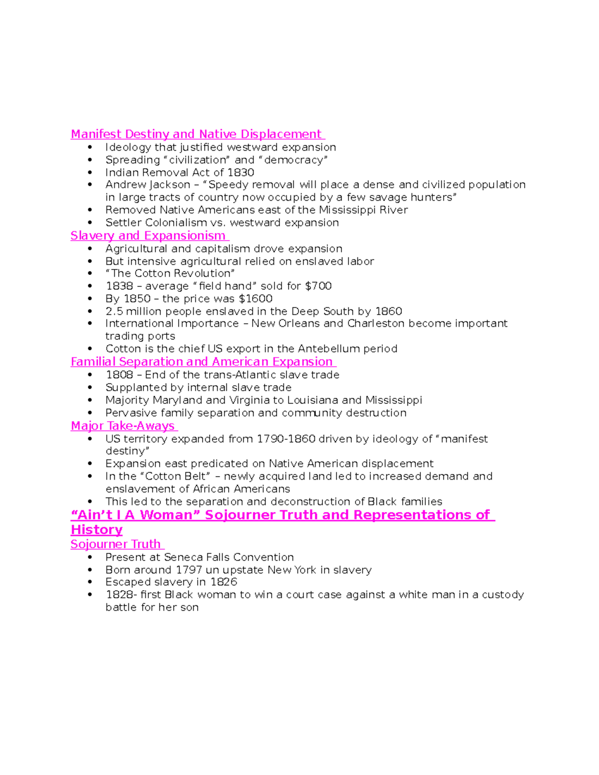 History- Week 12 - Manifest Destiny and Native Displacement Ideology ...