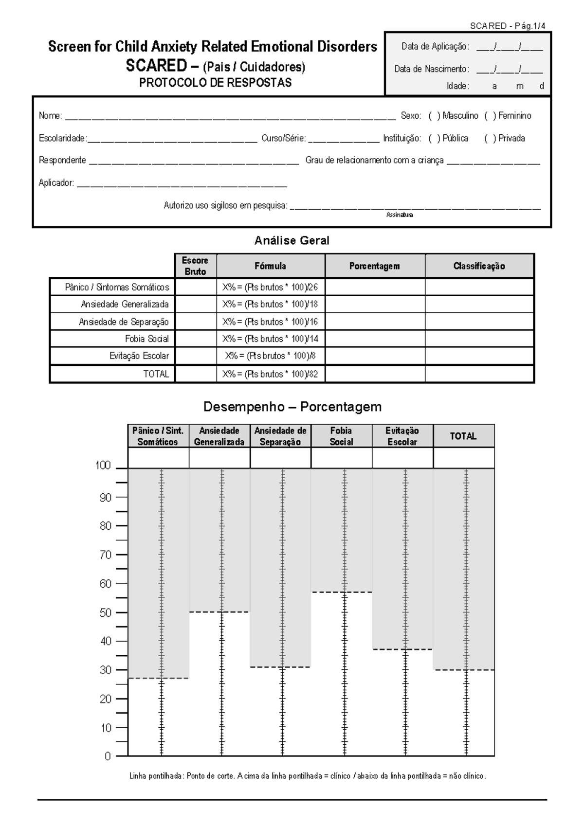 Scared - Protocolo - Avaliação ansiedade infantil - Screen for Child ...