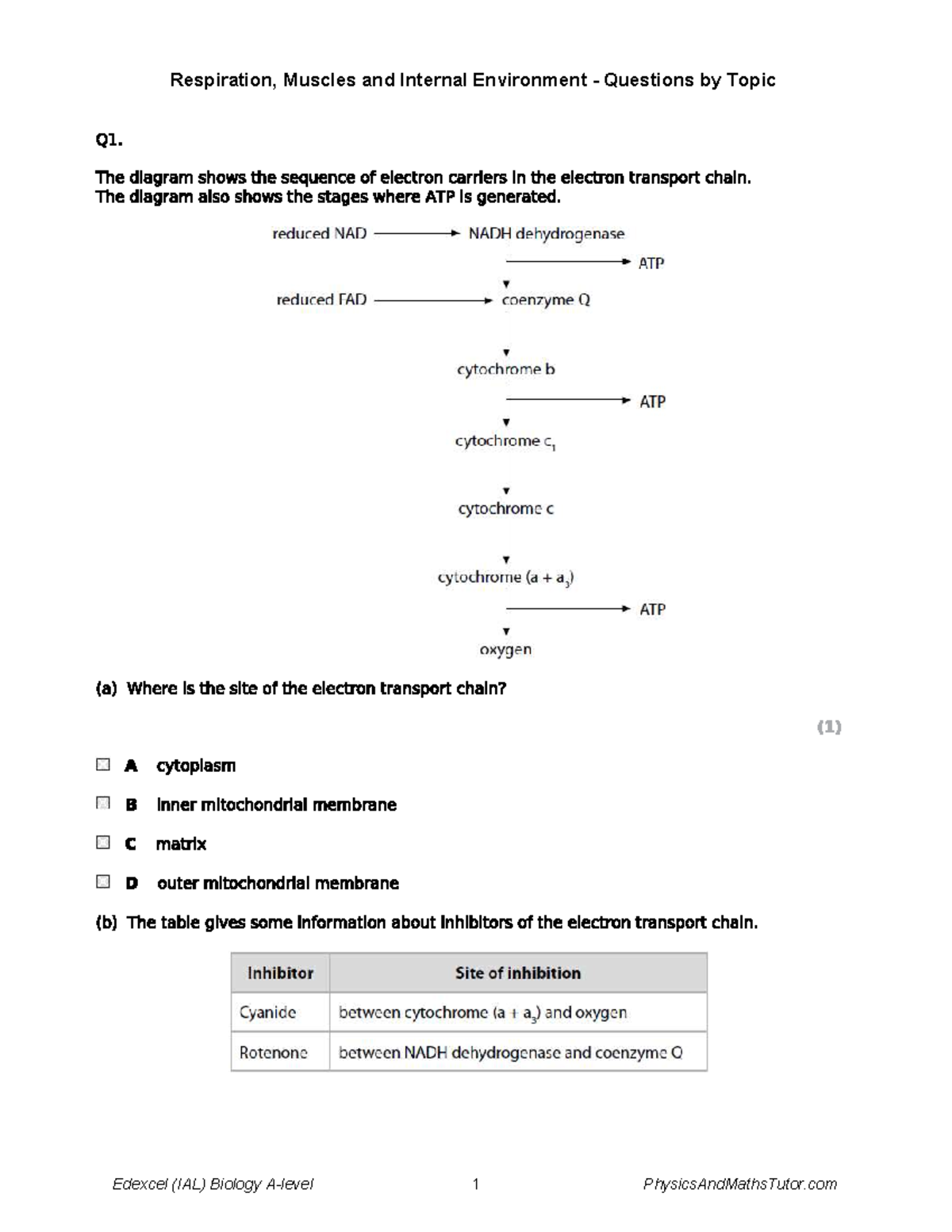 Respiration, Muscles and Internal Environment QP - BLG143 - Studocu
