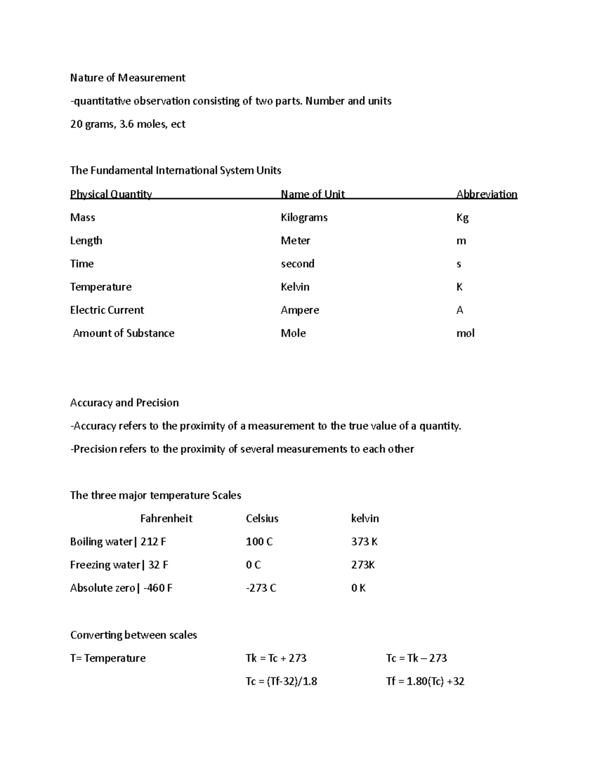 Chem 1411 Notes Chapter 1 page 4 - Nature of Measurement -quantitative ...
