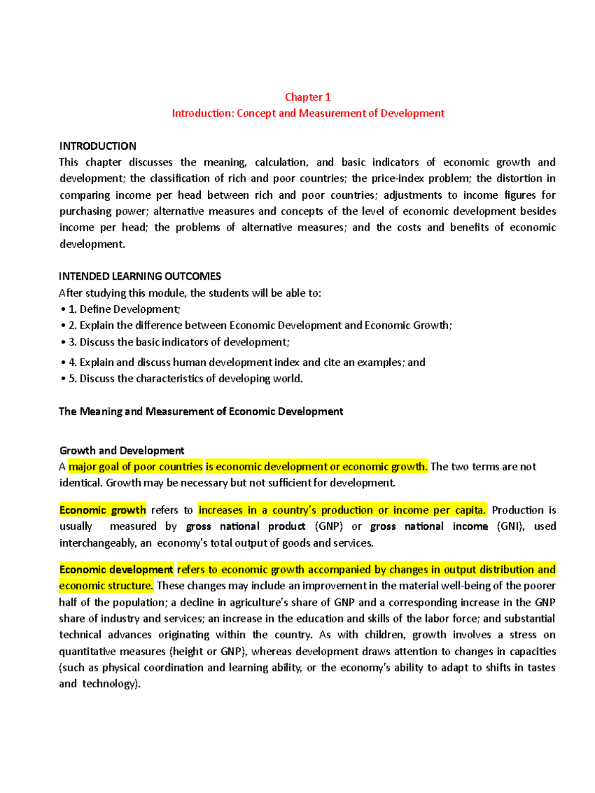 Module 1:Economic Development Lecture Notes in Strategic Management MGT ...