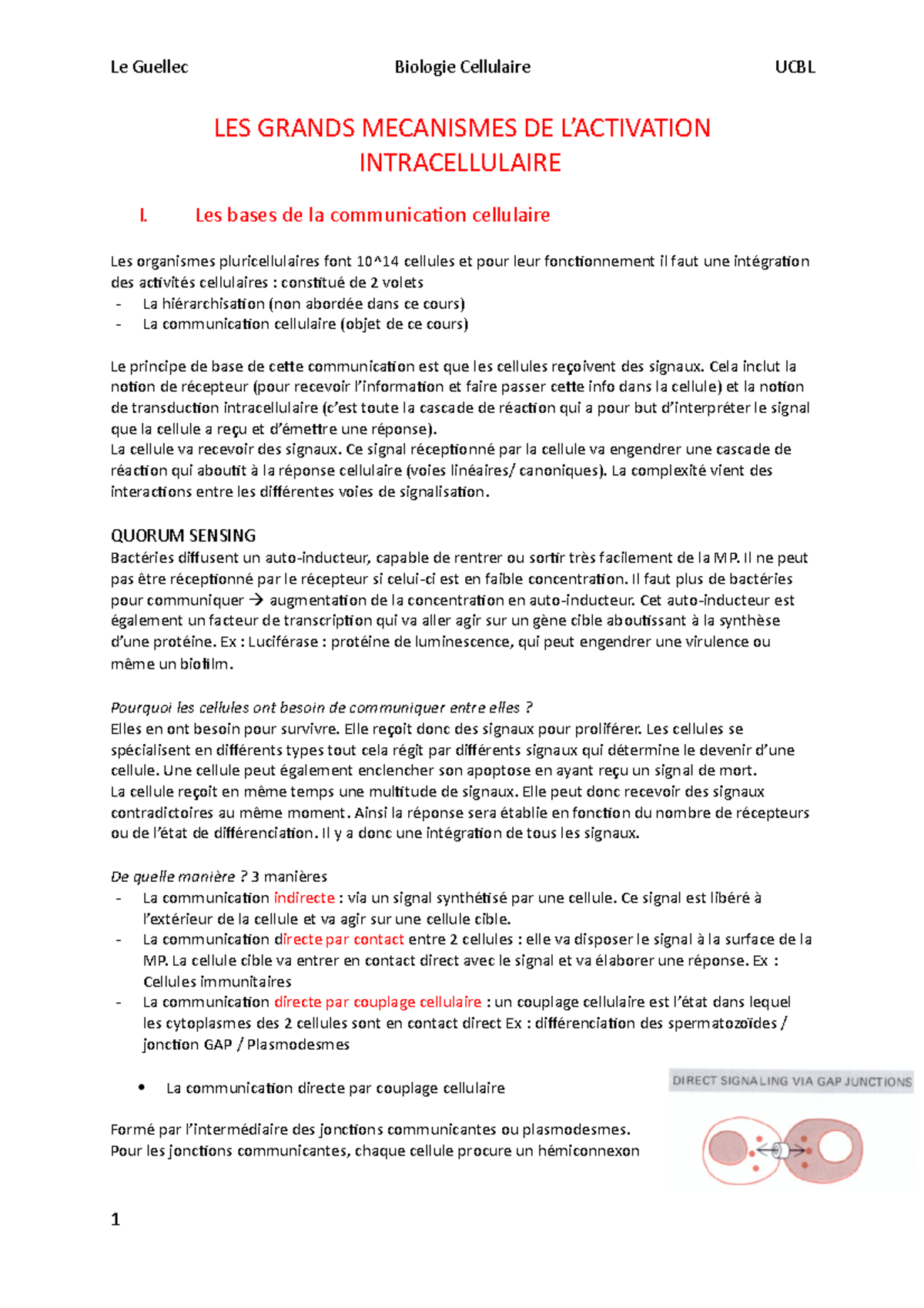 La communication cellulaire - LES GRANDS MECANISMES DE L’ACTIVATION ...