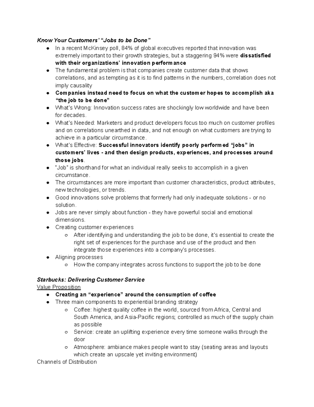 Case Notes for Marketing Final - Know Your Customers’ “Jobs to be Done ...