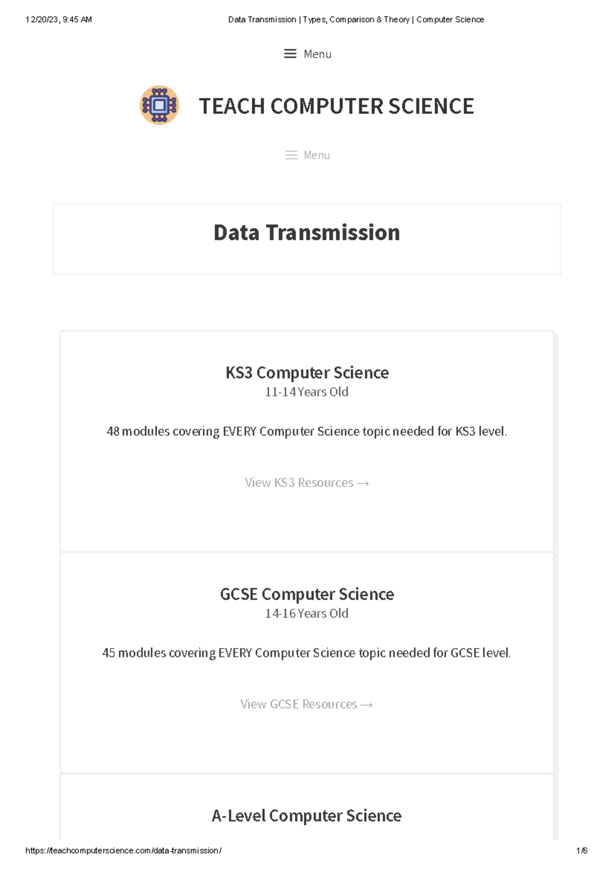 Data Transmission Types, Comparison & Theory Computer Science - Data Transmission KS3 Computer ...