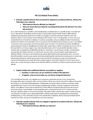 PSY 211 Module Eight Activity - PSY 211 Module Eight Activity Applying ...