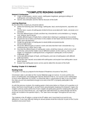 GLY2010 C-Module 3-Reading Guide Marshak 7E - Module 3 Reading Guide ...