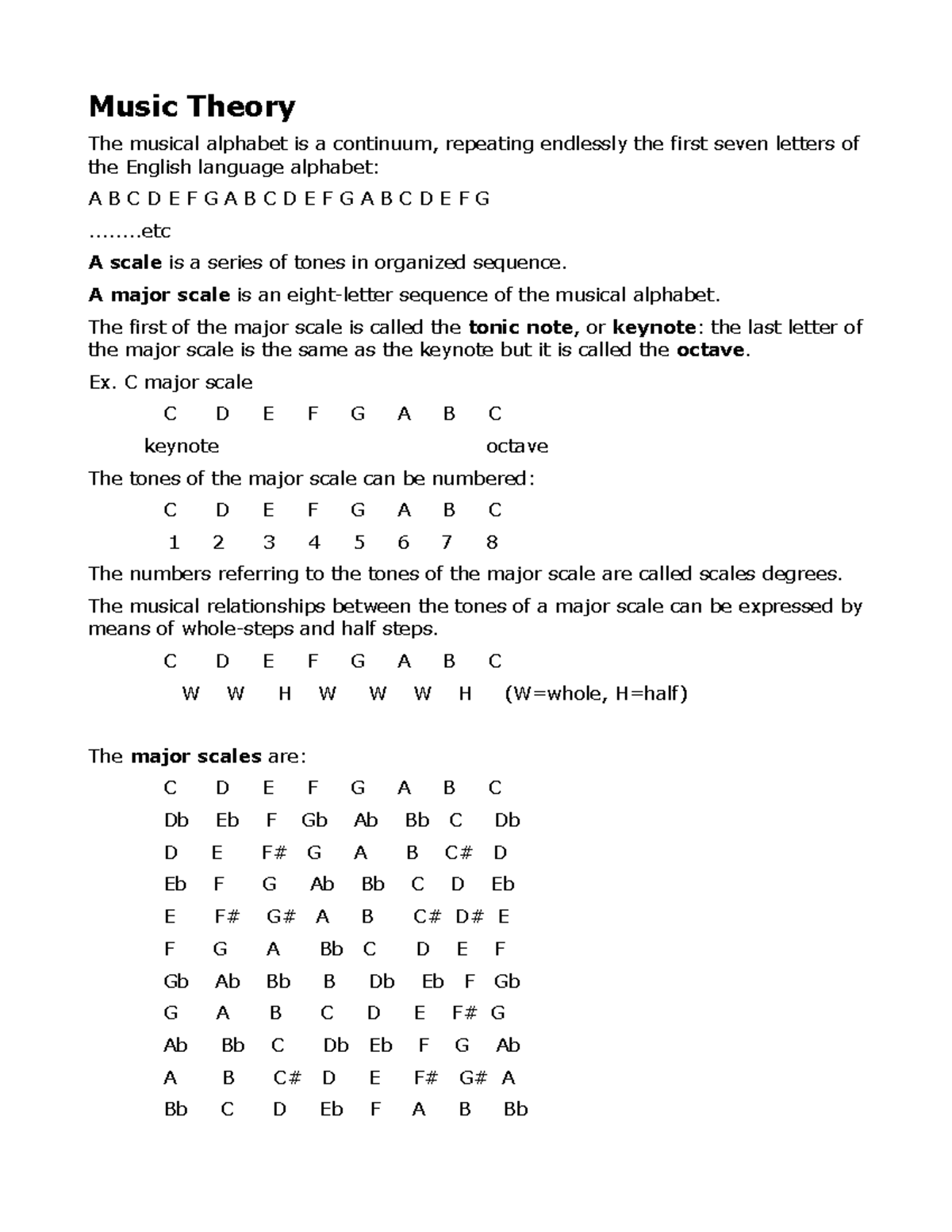 44925961-Music-Theory - Music Theory The musical alphabet is a ...