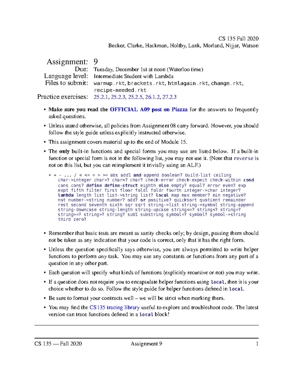 A09 - A09 - Assignment - CS 135 Fall 2020 Becker, Clarke, Hackman, Holtby, Lank, Morland, Nijjar ...
