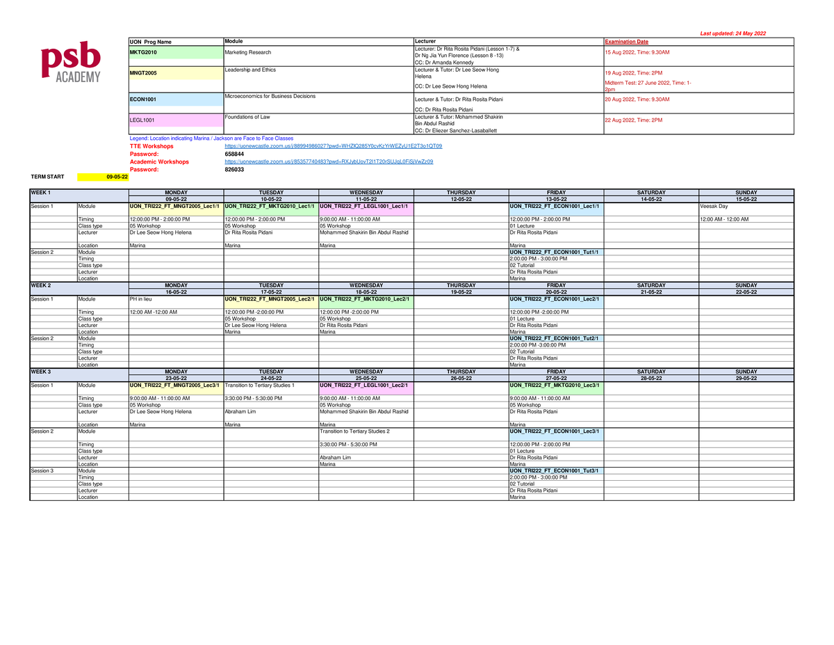Timetable - fff - UON Prog Name Module Lecturer Examination Date ...
