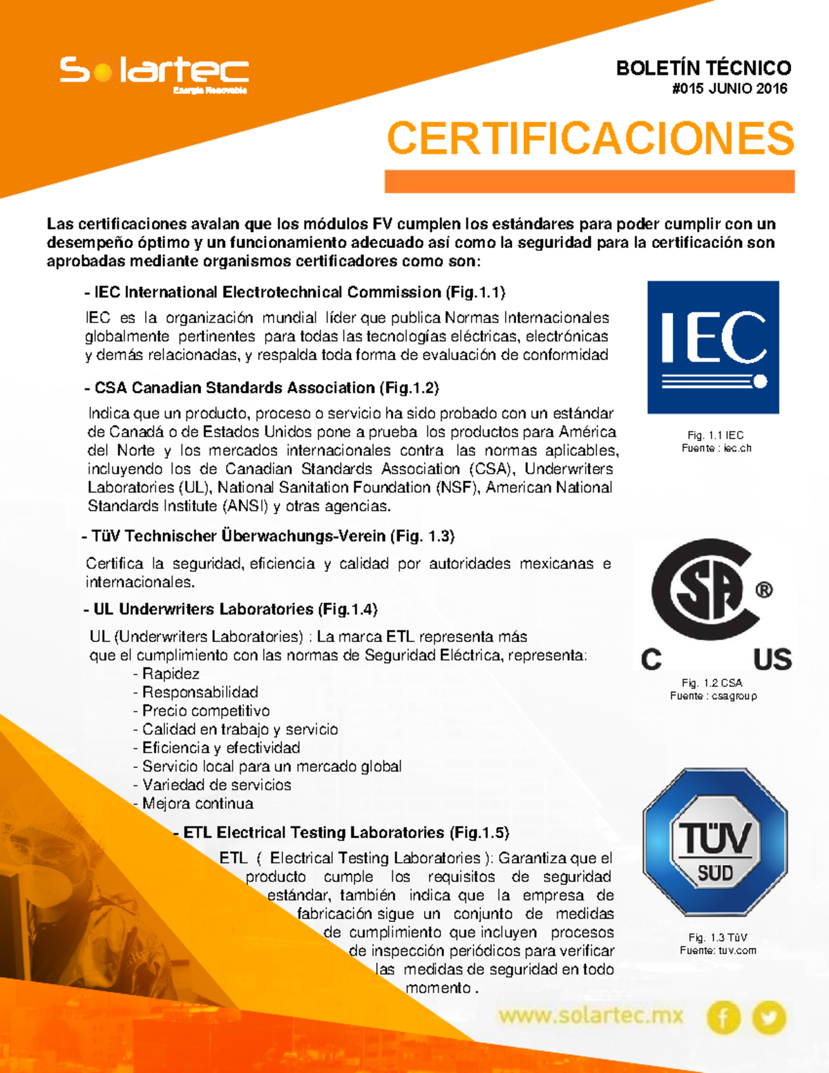 #015 Certificaciones de M+¦dulos FV - CERTIFICACIONES BOLETÍN TÉCNICO #015 JUNIO 2016 Las - Studocu