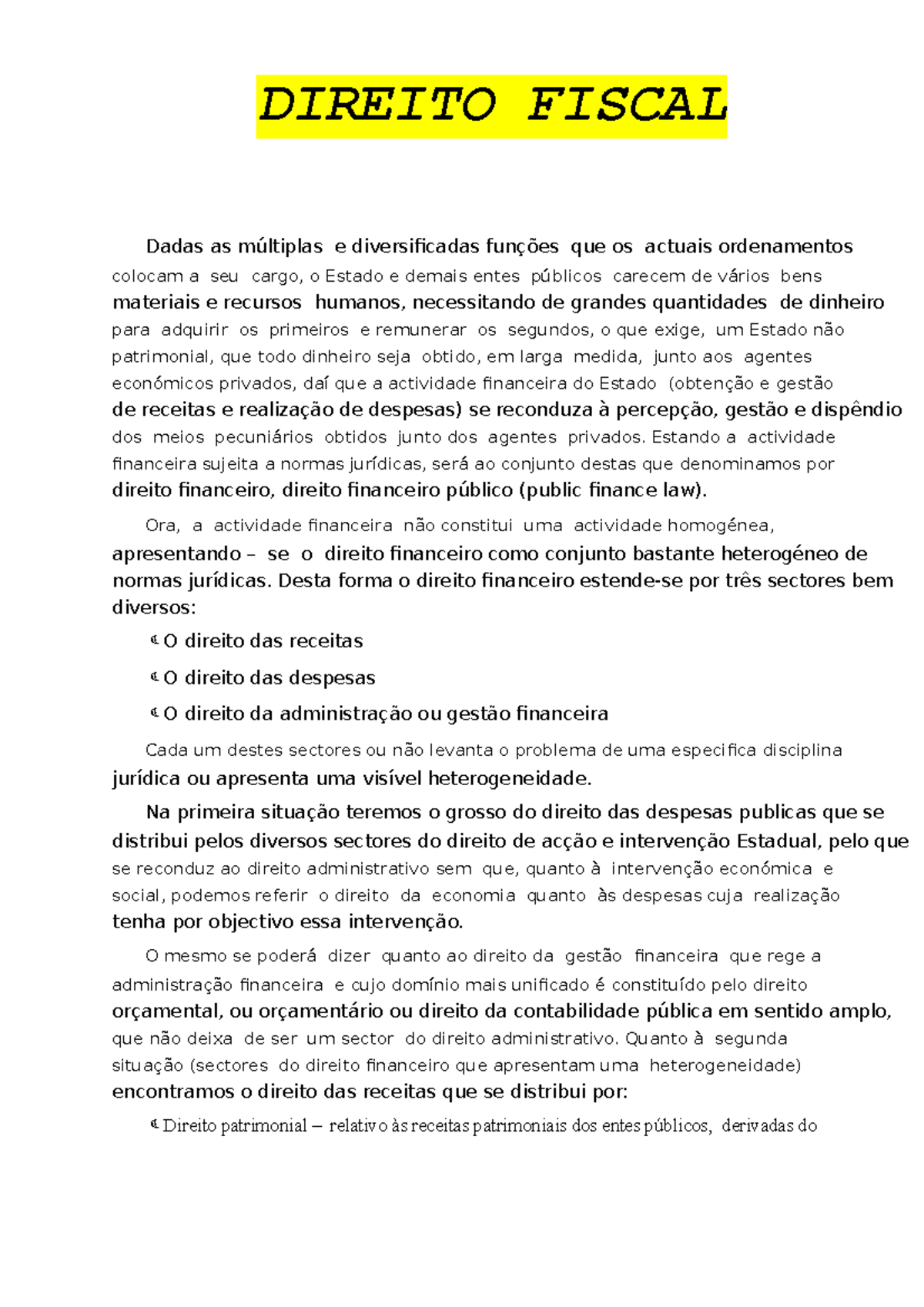 Direito Fiscal - DIREITO FISCAL DIREITO FINANCEIRO, DIREITO TRIBUTÁRIO ...
