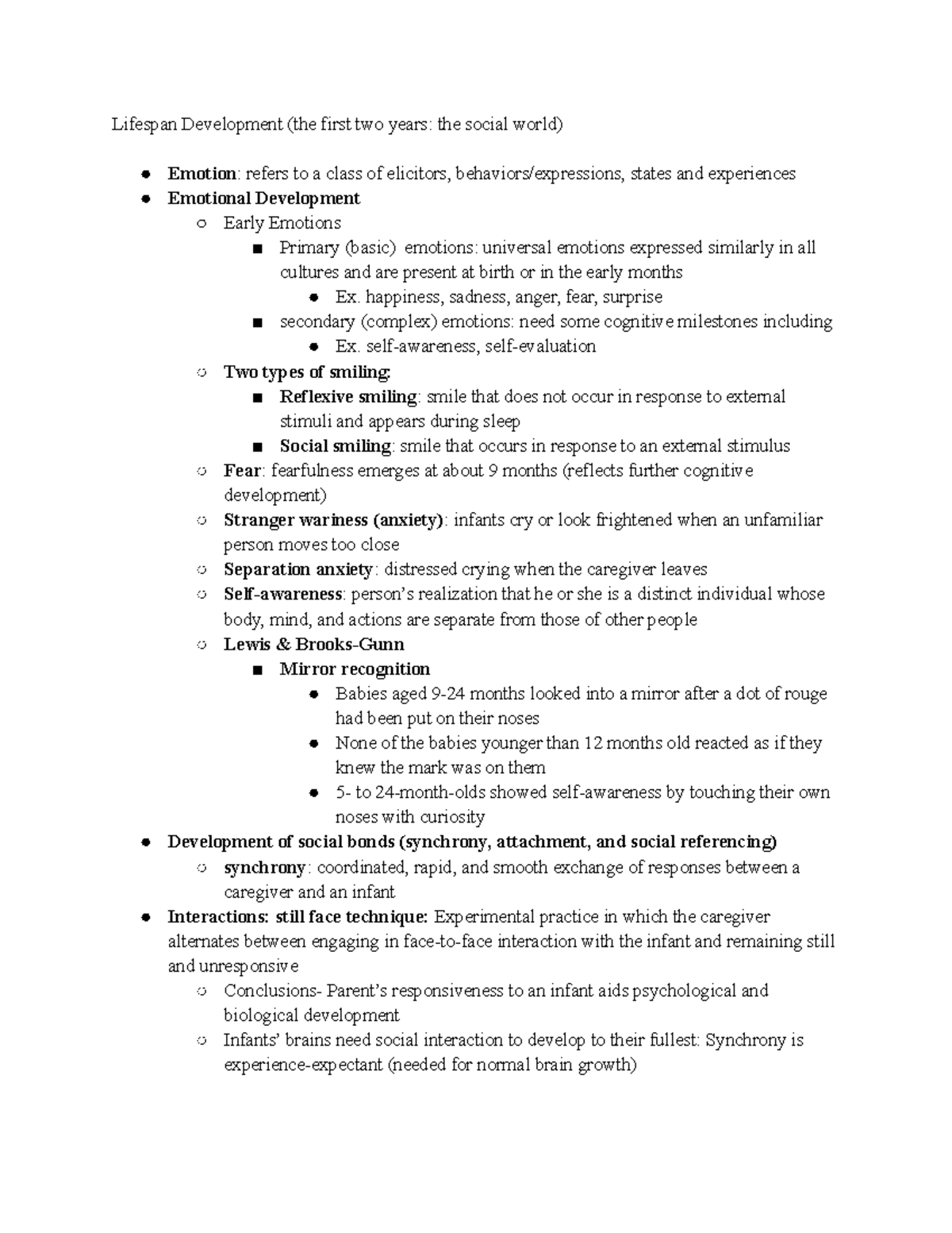 LD chap 4 social world - Lifespan Development (the first two years: the ...