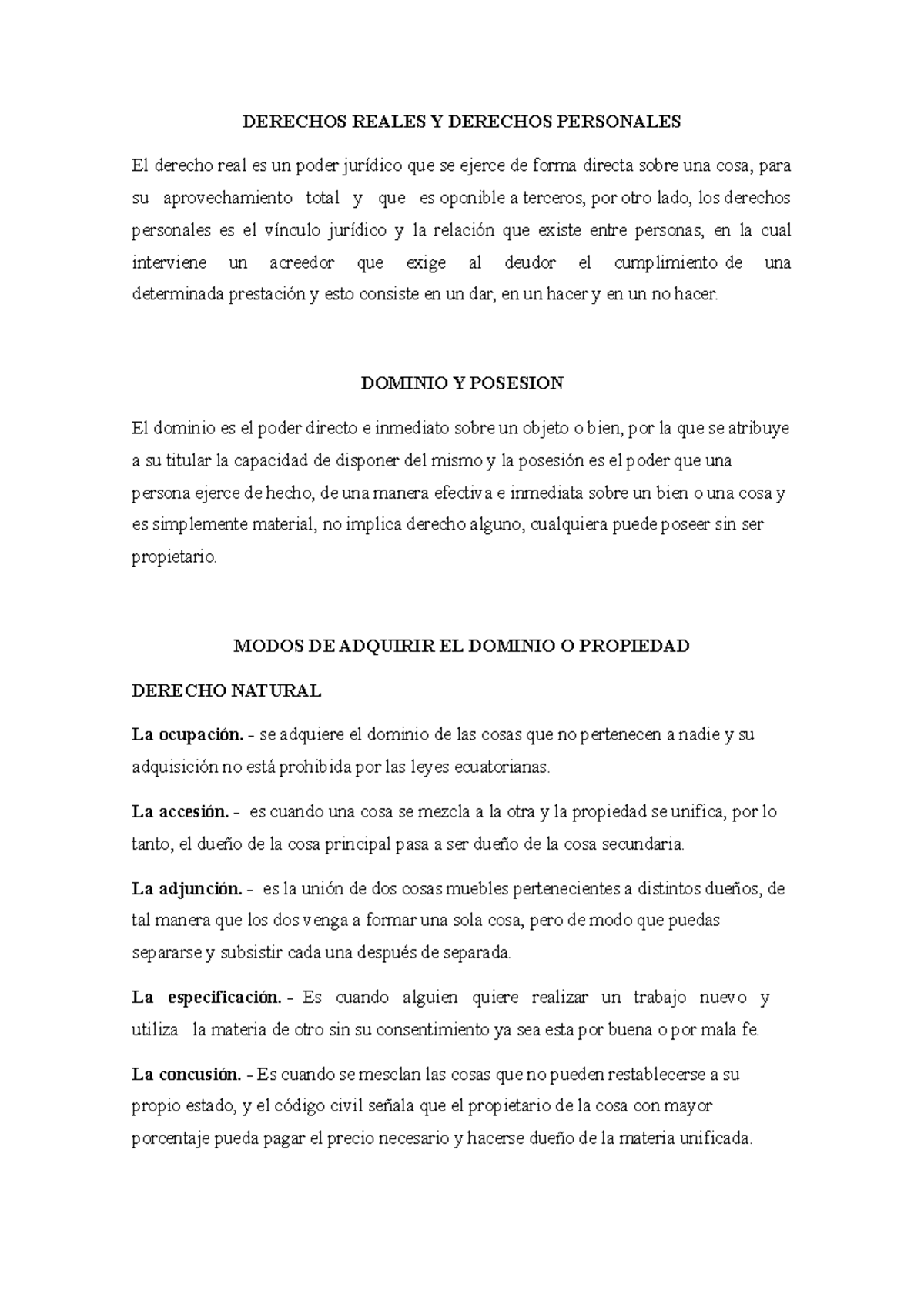 Derechos Reales Y Derechos Personales - DERECHOS REALES Y DERECHOS ...