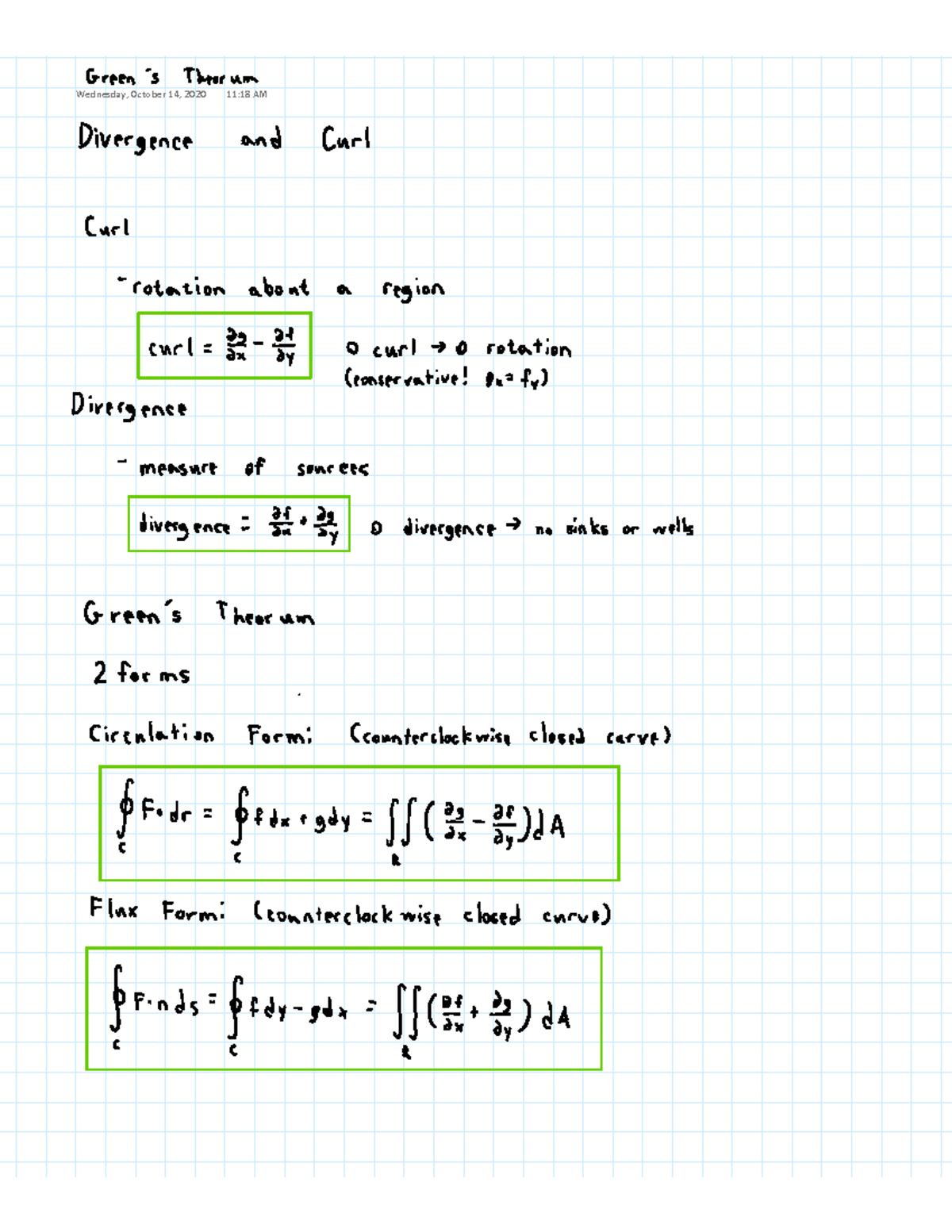 16 Green's Theorem - Math 264 with Lee - Math 264 - Wednesday, October ...