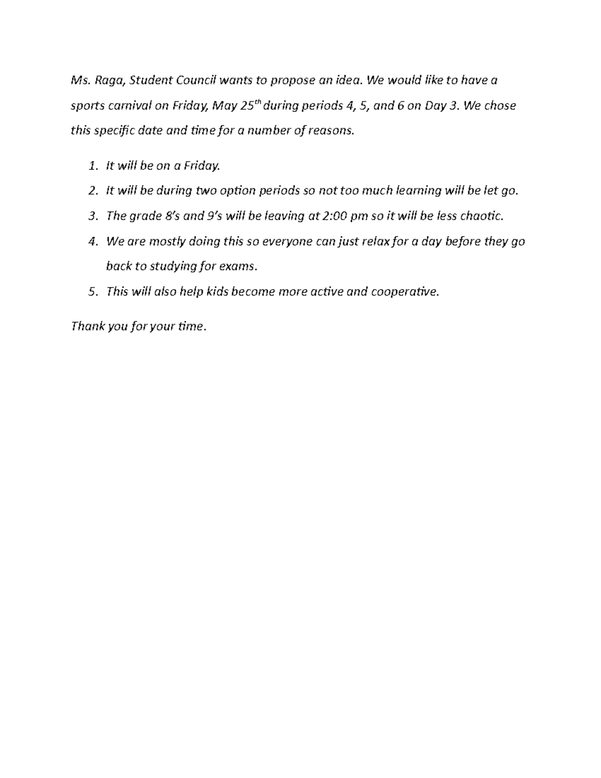Fun day letter - C&R Pg. 203 class notes for the year of 2013 - Ms ...