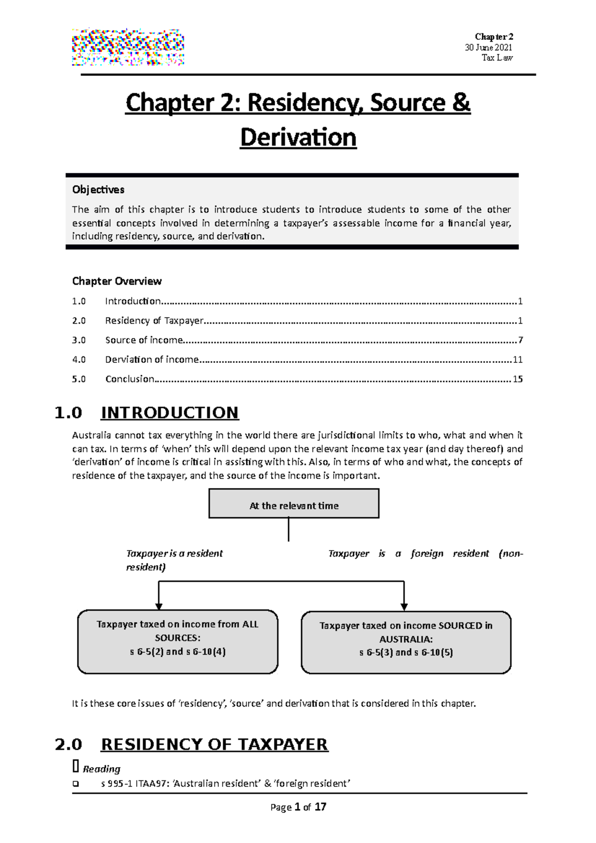Tax Law.SG.Ch 2. Res Source - 30 June 2021 Tax Law Chapter 2: Residency ...