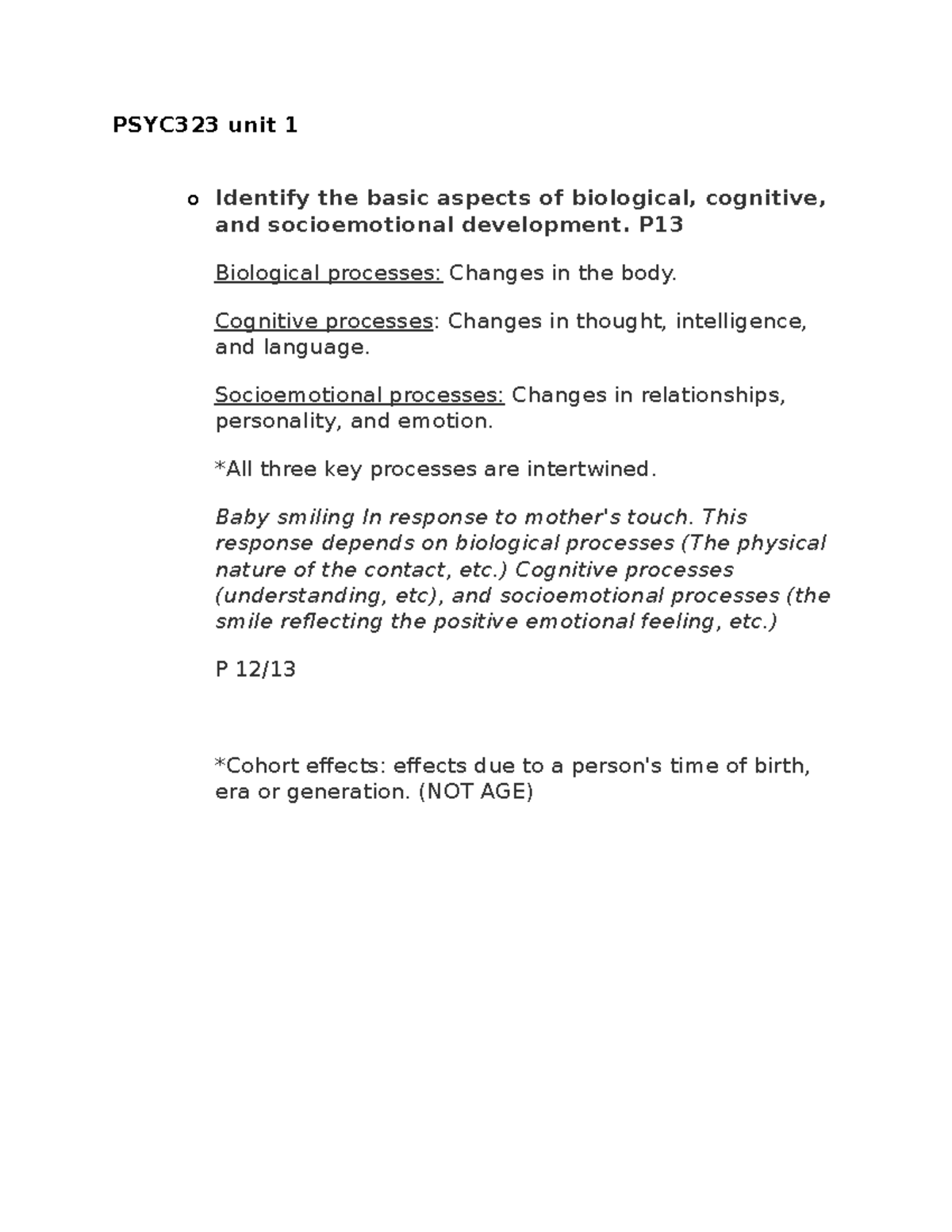 PSYC323 unit 1 - notes - Psyc 323 - AU - Studocu