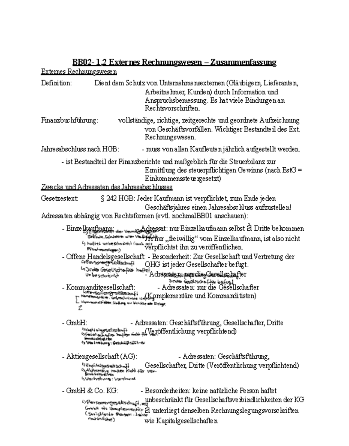BB02-Kurs1,2Externes Rechnungswesen Zusammenfassung - ####### BB02- 1,2 ...