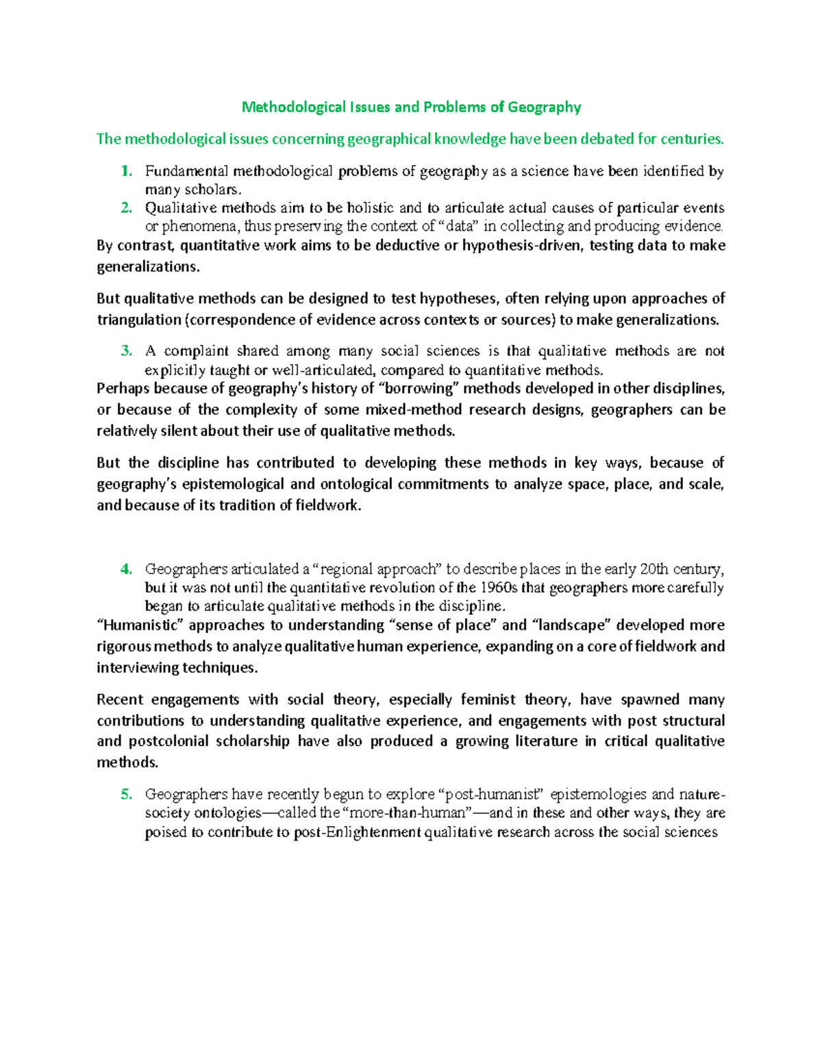 Methodological Issues and Problems of Geography - 1. Fundamental ...