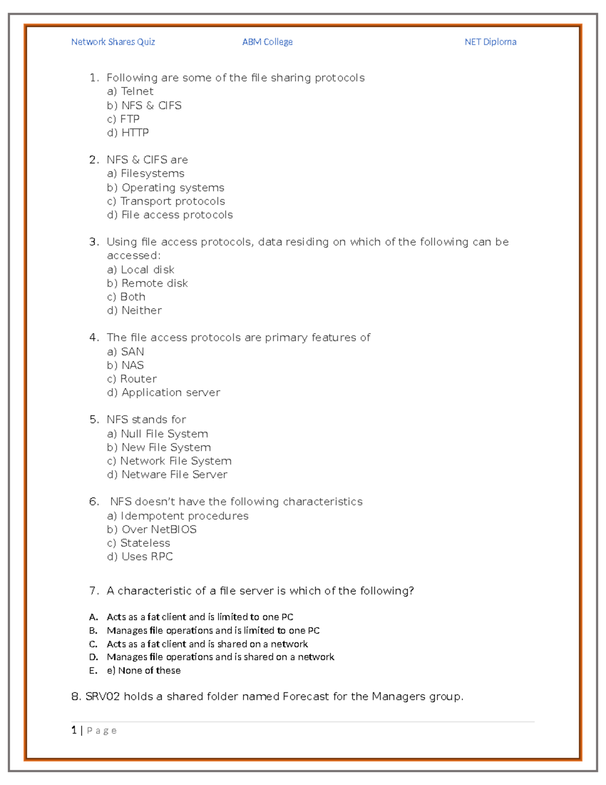 Network-shares-quiz - practice - Network Shares Quiz ABM College NET ...