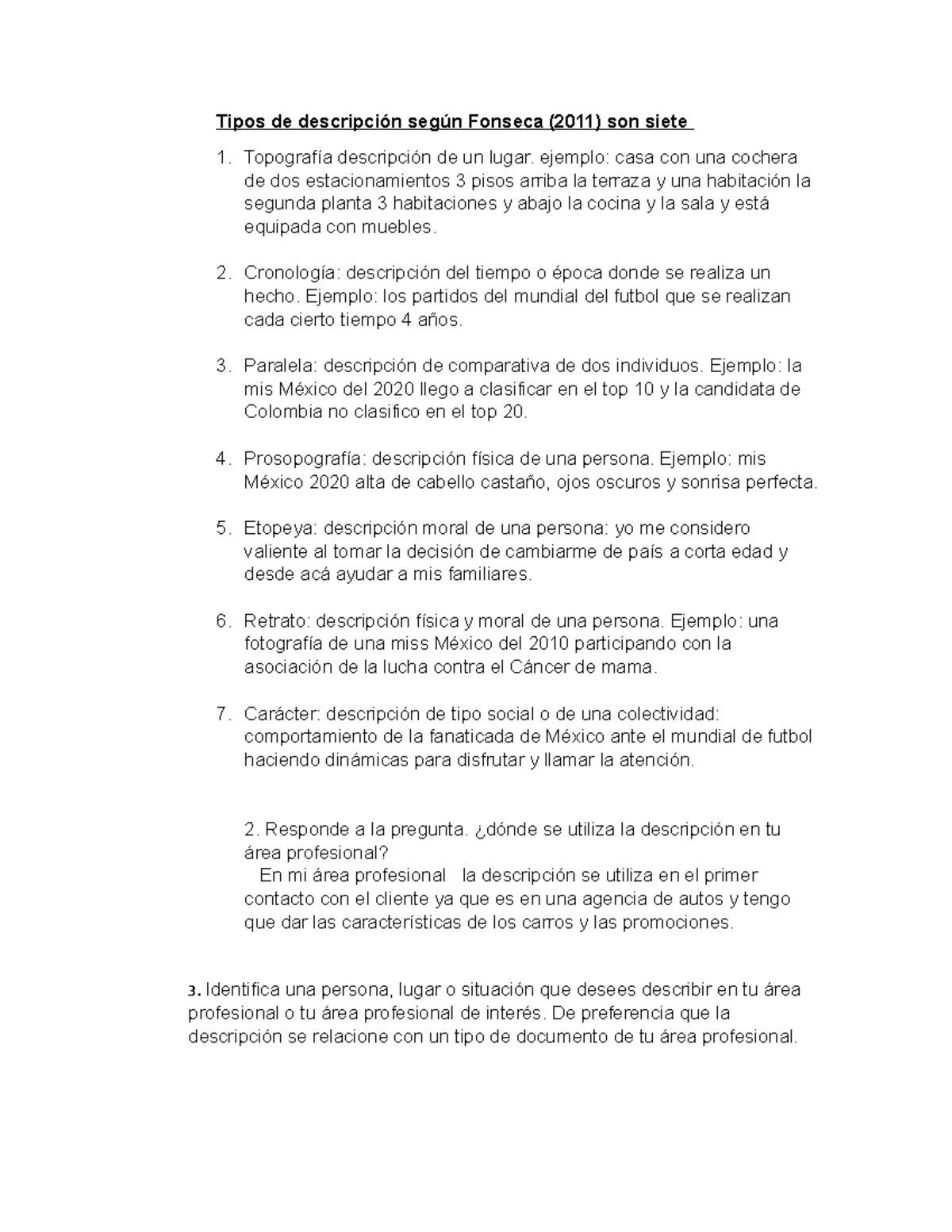 Tipos de descripción según Fonseca - Tipos de descripción según Fonseca ...