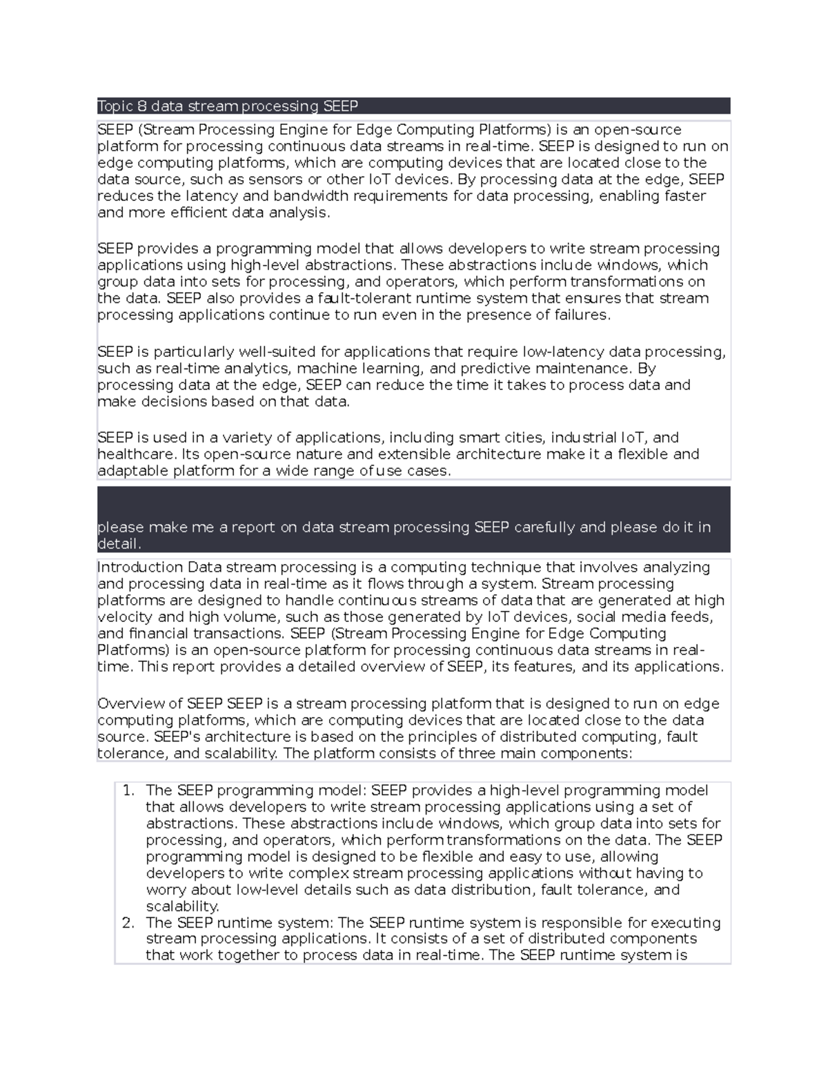 Topic 8 data stream processing SEEP - SEEP is designed to run on edge ...