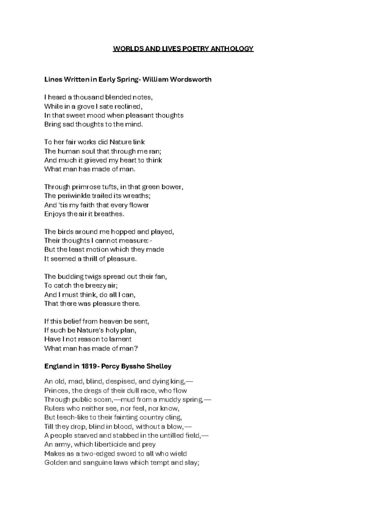 Worlds and Lives poetry anthology - WORLDS AND LIVES POETRY ANTHOLOGY ...