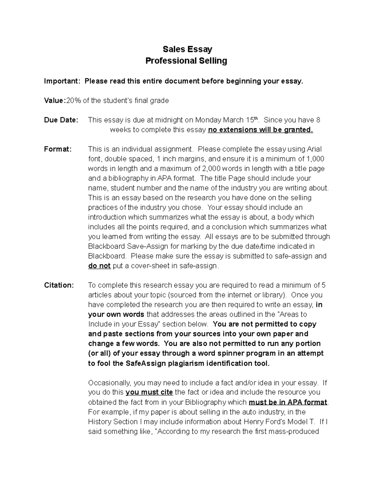 Sales Essay - assignments - Sales Essay Professional Selling Important ...