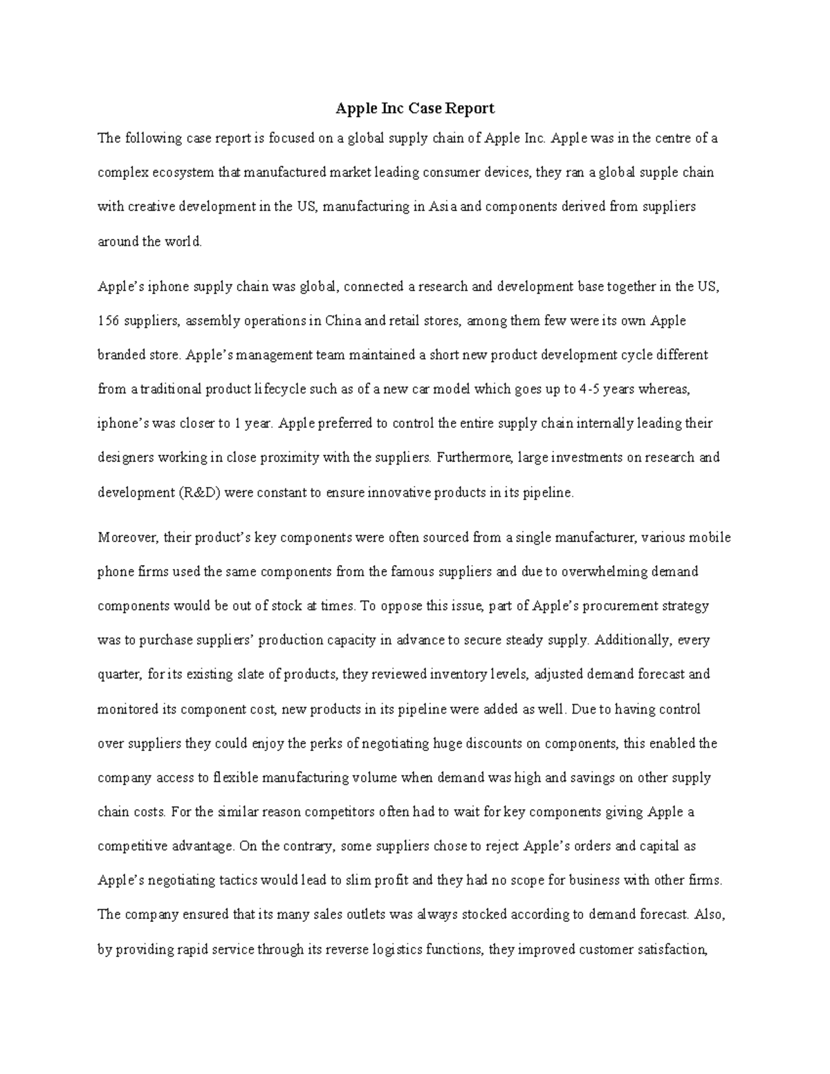 Apple Inc Case Report - Apple was in the centre of a complex ecosystem ...