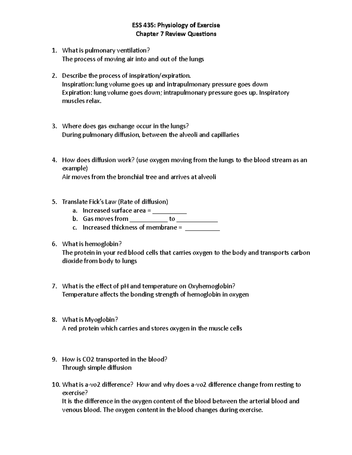 ESS 435-Chapter 7 Review Questions-SA - ESS 435: Physiology of Exercise ...