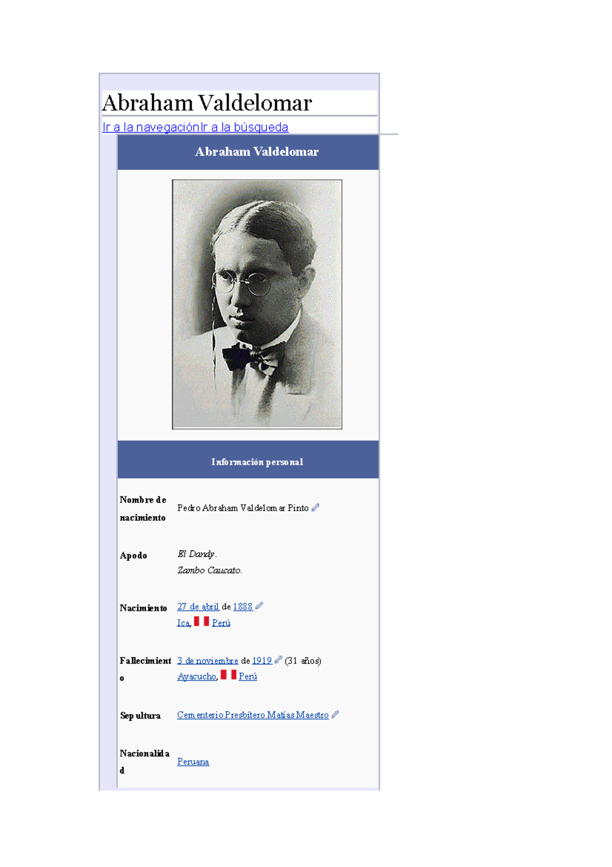 Abraham Valdelomar - historia - Abraham Valdelomar Ir a la navegación ...