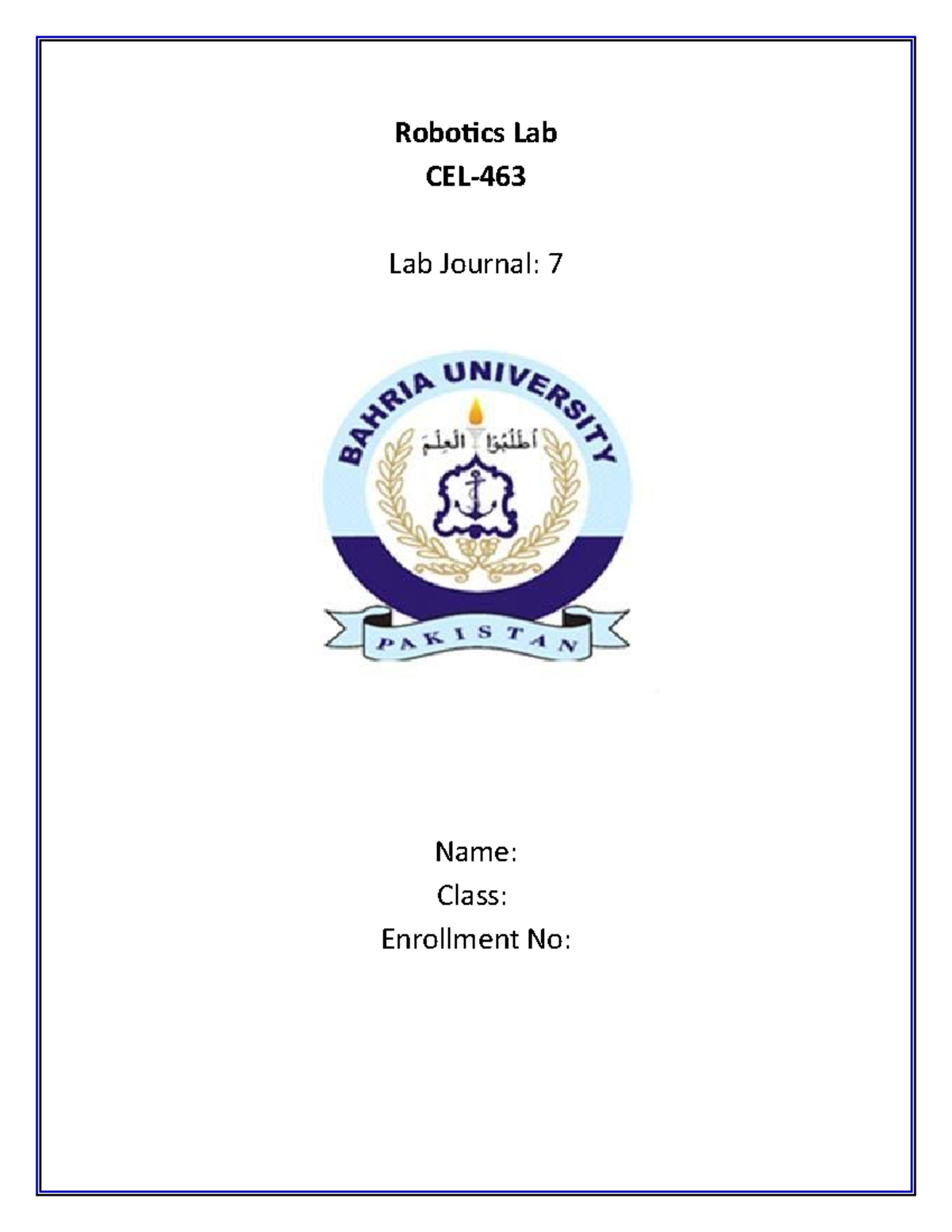 LAB 7 - LAB 7 Introduction and details about Robotics - Robotics Lab ...