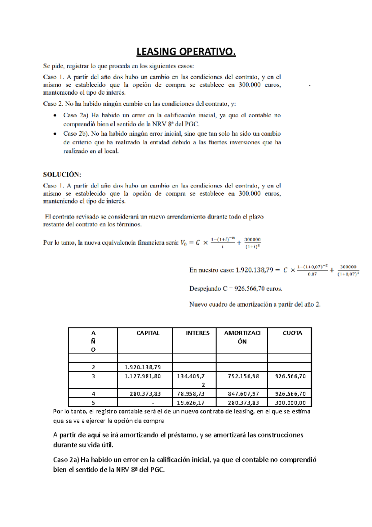 Leasing Operativo - un resumen - LEASING OPERATIVO. . A Ñ O CAPITAL ...